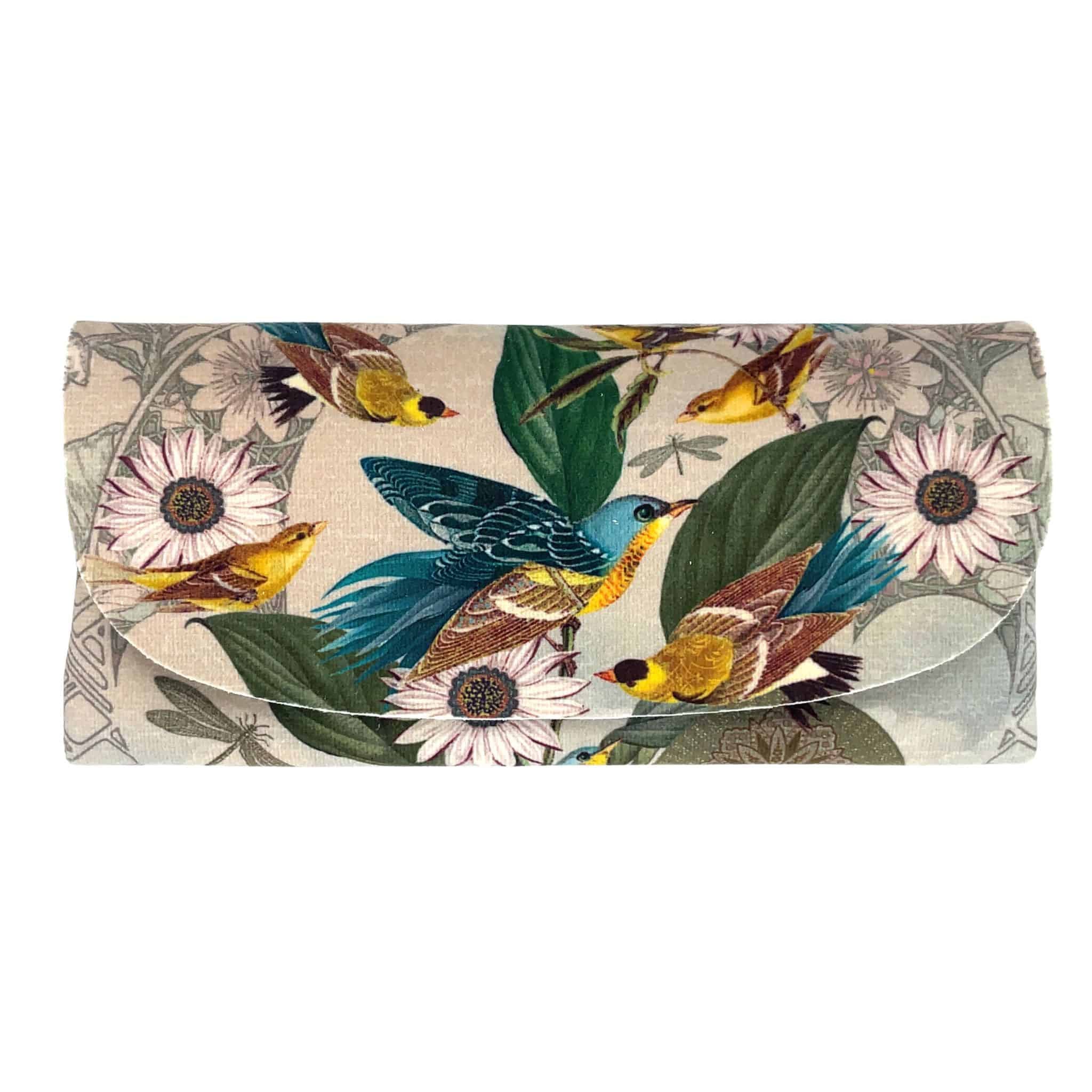 Velour Glasses Case - Isabelle Frioux - Yellow Birds with Cage – Wileaway