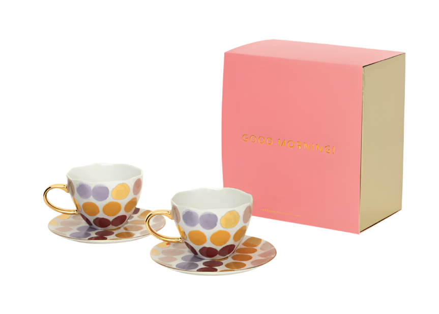 Good Morning Tea Cup & Saucer Gift Pack - Joyful Dots – Wileaway