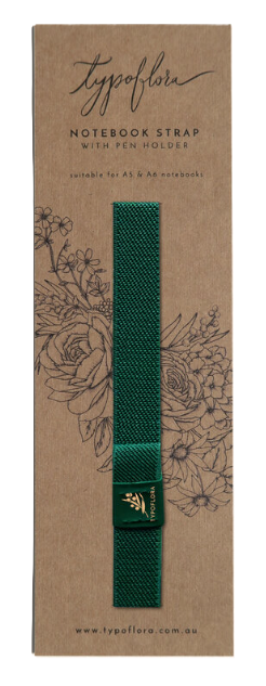 Notebook Strap With Pen Holder In Teal