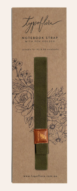 Notebook Strap With Pen Holder In Olive