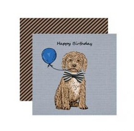Happy Birthday Cockapoo in Striped Bowtie Card – Wileaway