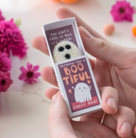 Wool Felt Token In A Matchbox - Ghost Hug