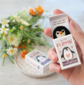 Wool Felt Token In A Matchbox - Penguin