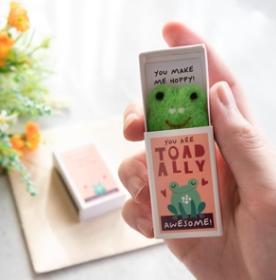 Wool Felt Token In A Matchbox - Frog