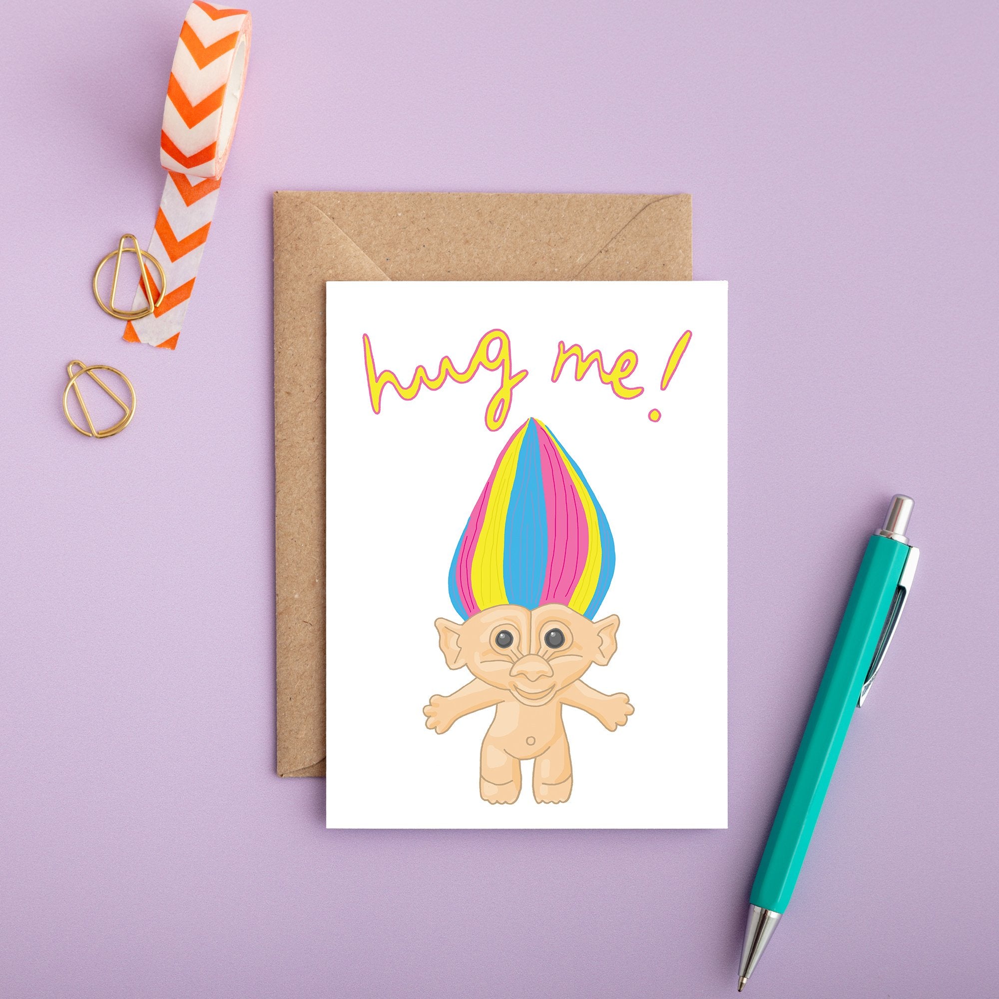 Hug Me Rainbow Troll Card – Wileaway